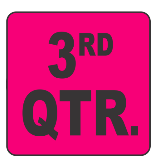 3rd Quarter Fluorescent Circle or Square Labels