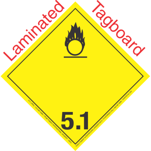 International (Wordless) Oxidizer Class 5.1 Laminated Tagboard Placard