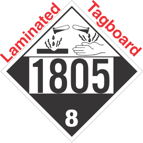 Corrosive Class 8 UN1805 Tagboard DOT Placard