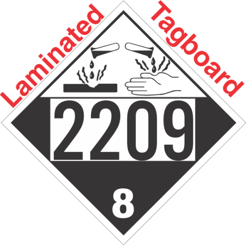 Corrosive Class 8 UN2209 Tagboard DOT Placard