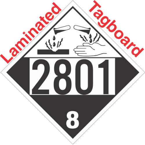 Corrosive Class 8 UN2801 Tagboard DOT Placard