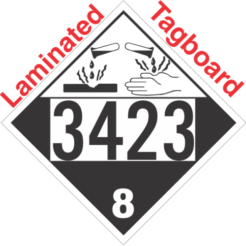 Corrosive Class 8 UN3423 Tagboard DOT Placard