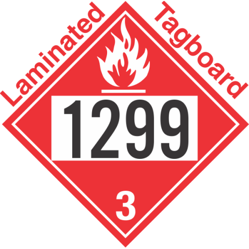 Flammable Class 3 UN1299 Tagboard DOT Placard