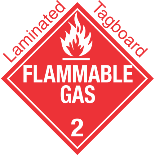 Standard Worded Flammable Gas Class 2.2 Laminated Tagboard Placard