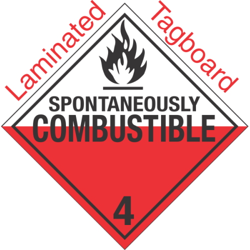 Standard Worded Spontaneously Combustible Class 4.2 Laminated Tagboard ...